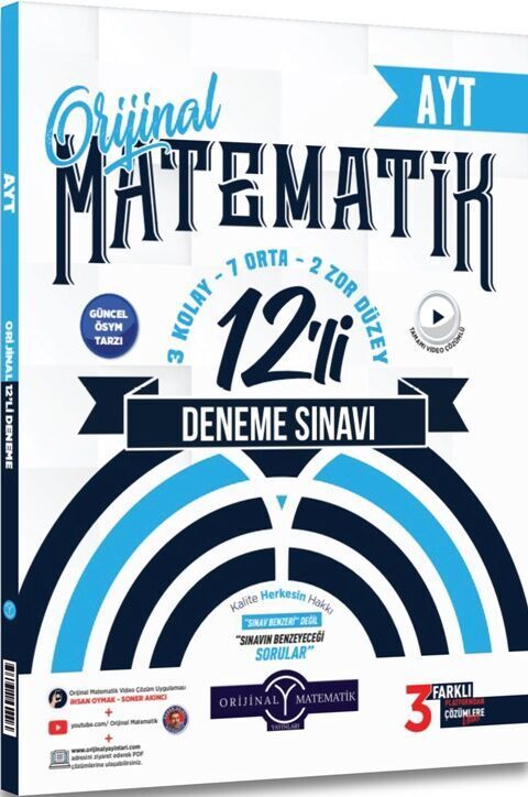 Orijinal Yayınları AYT Matematik 12 li Deneme Sınavı,Kitapiste.com İşimiz gücümüz kitap.,